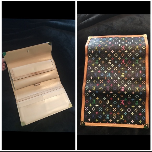 Louis Vuitton | Bags | Louis Vuitton Multicolor Black Leather Wallet ...